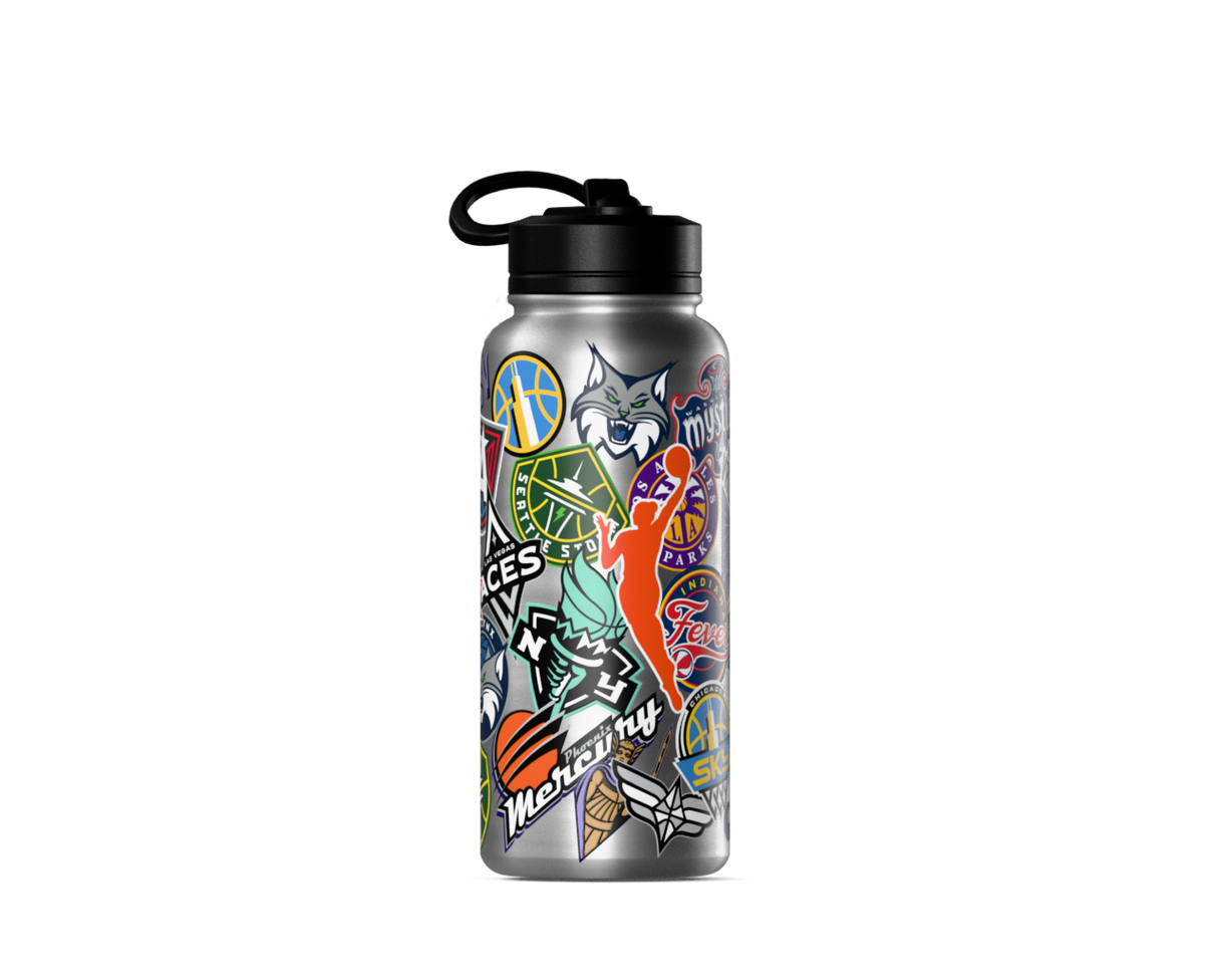 WNBA 32oz All Team Sticker Print Bottle with Straw Lid – HydraPeak